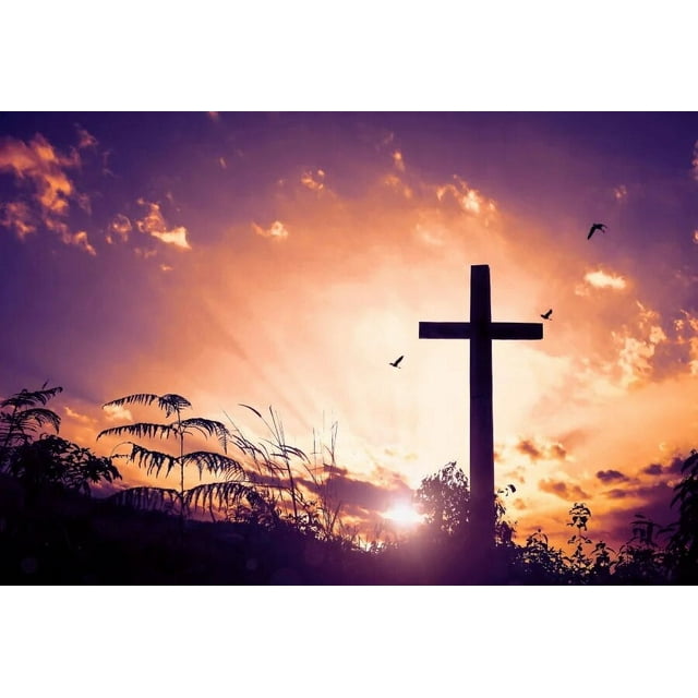 Laeacco Blue Sky Christian Cross Backdrop Easter Religious Heaven ...