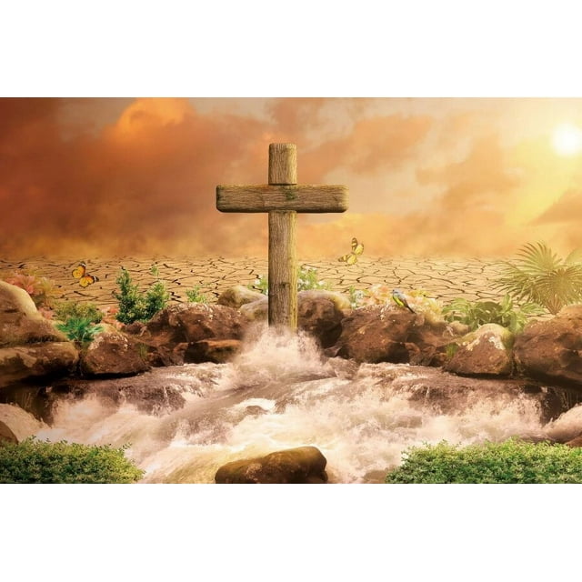 Laeacco Blue Sky Christian Cross Backdrop Easter Religious Heaven ...