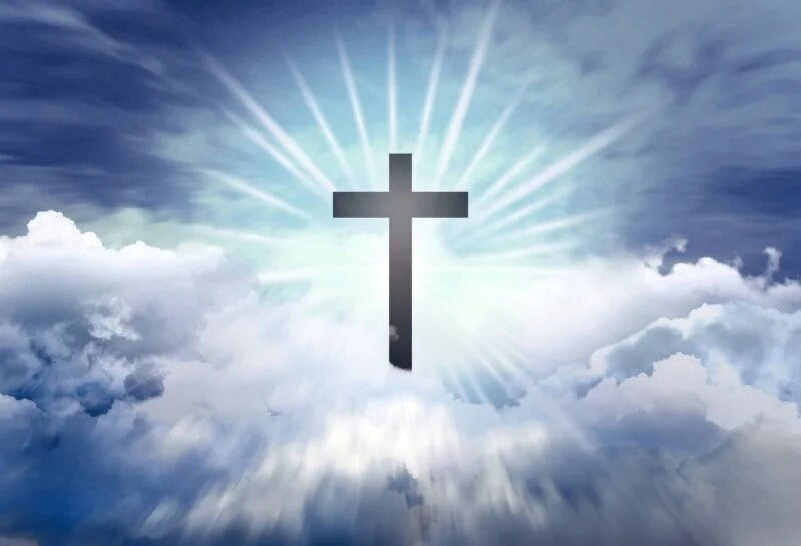 Laeacco Blue Sky Christian Cross Backdrop Easter Religious Heaven ...