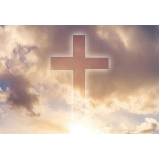 Laeacco Blue Sky Christian Cross Backdrop Easter Religious Heaven ...