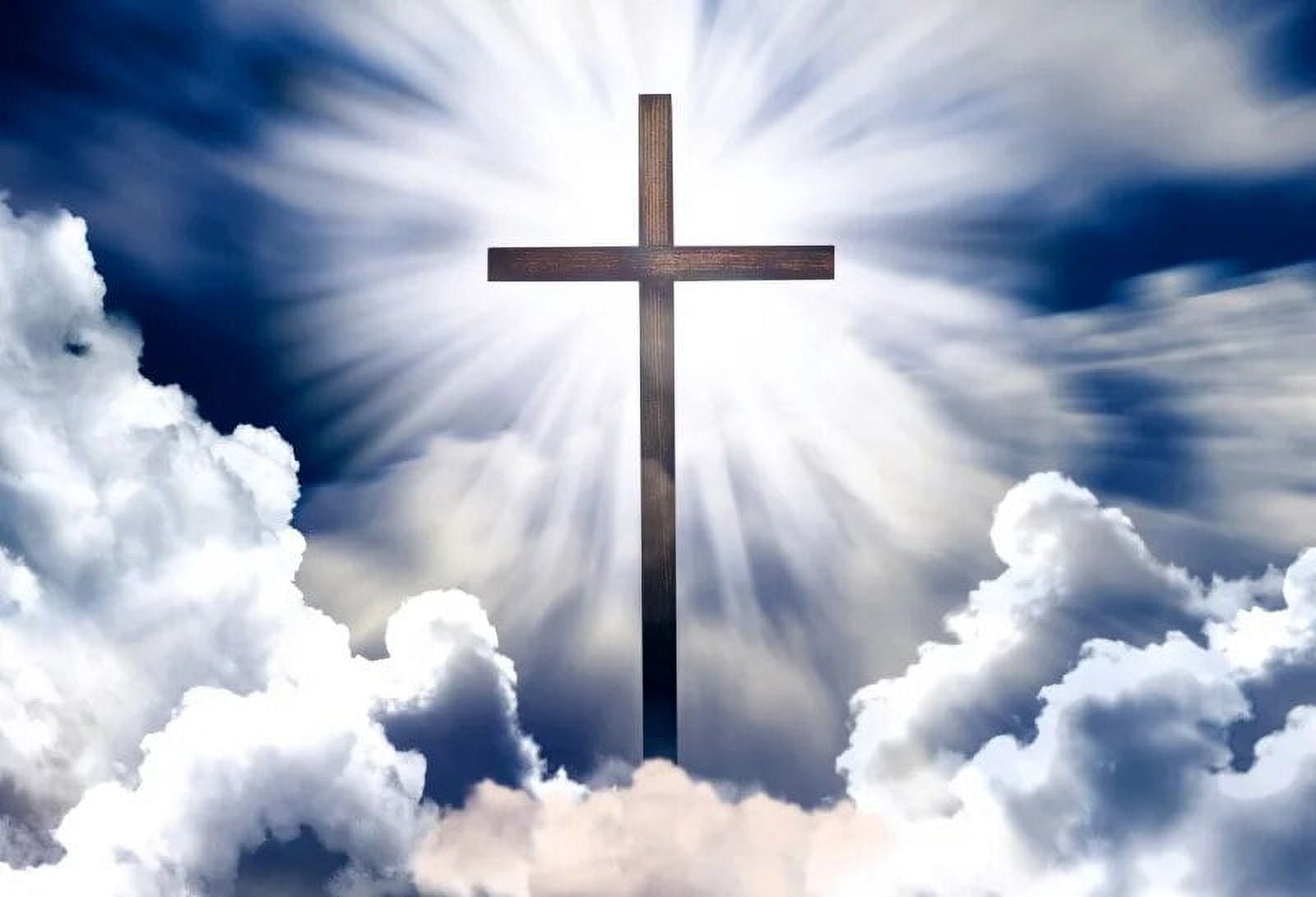 Laeacco Blue Sky Christian Cross Backdrop Easter Religious Heaven ...