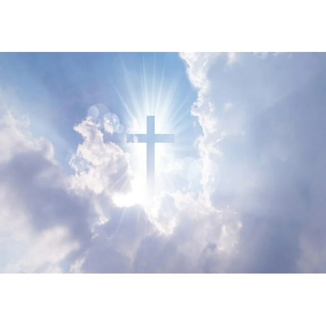 Laeacco Blue Sky Christian Cross Backdrop Easter Religious Heaven ...