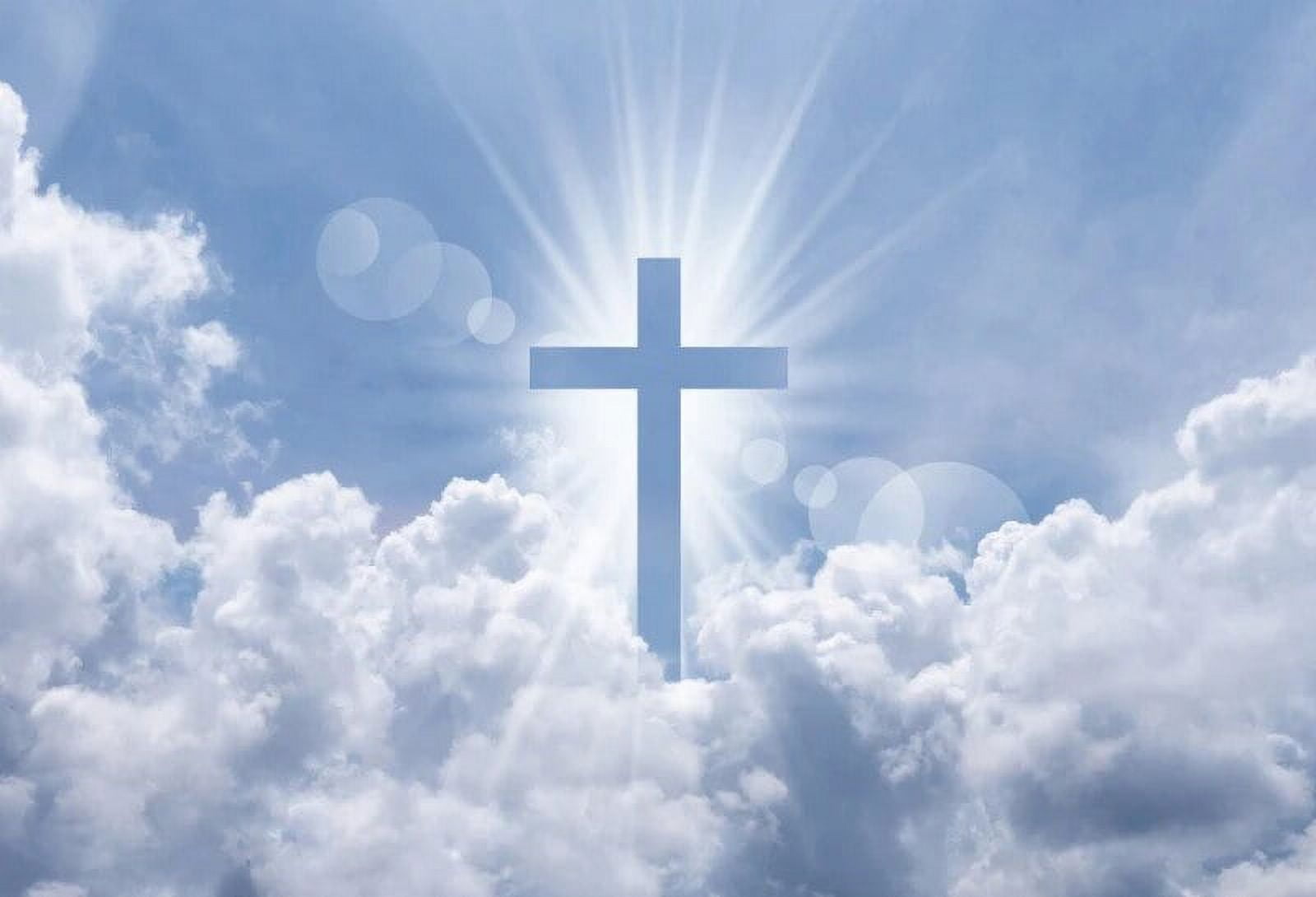 Laeacco Blue Sky Christian Cross Backdrop Easter Religious Heaven ...