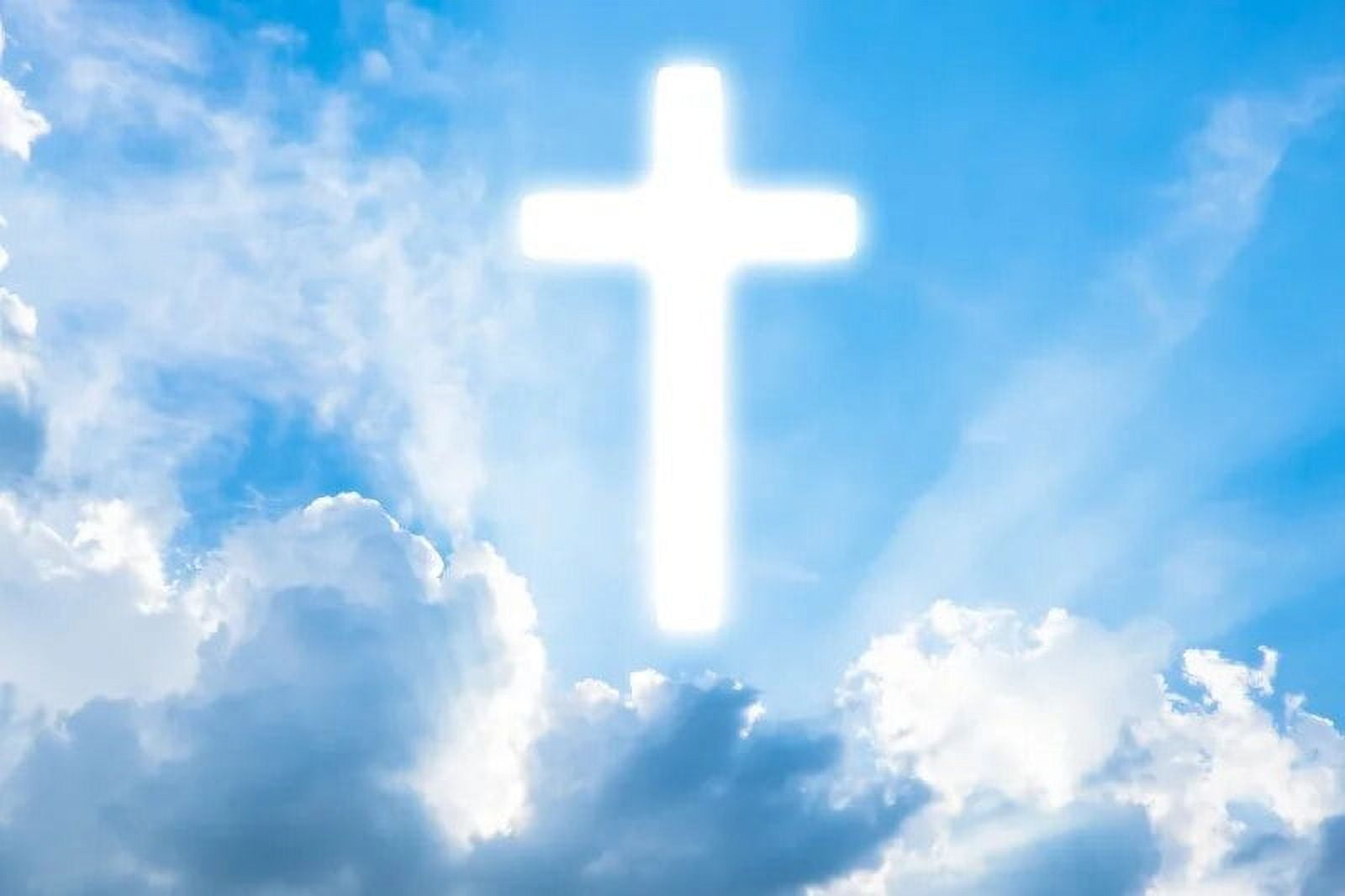 Laeacco Blue Sky Christian Cross Backdrop Easter Religious Heaven ...