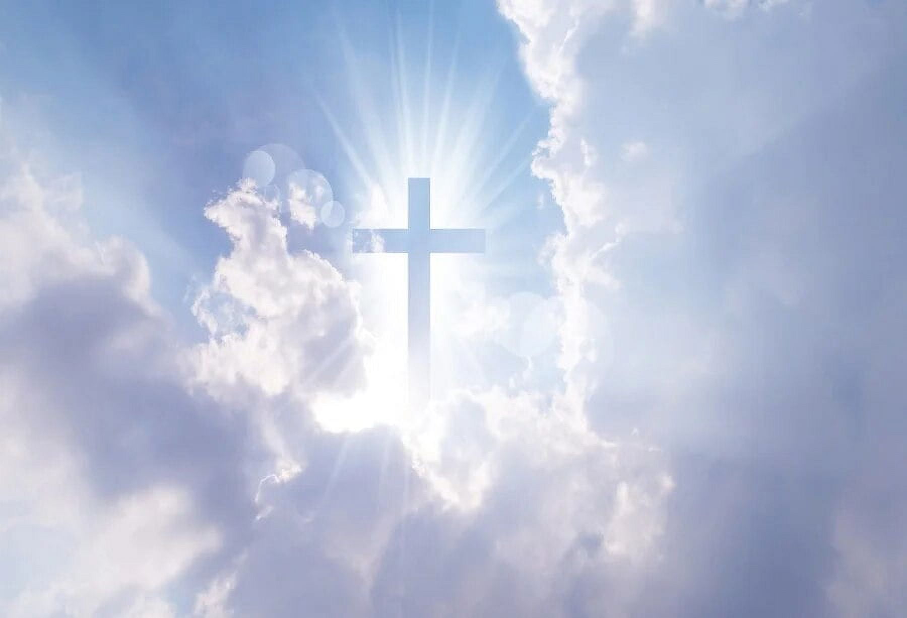 Laeacco Blue Sky Christian Cross Backdrop Easter Religious Heaven ...