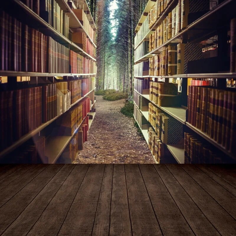 Laeacco Bookshelves Library Books Wooden Floor Photo Backgrounds ...