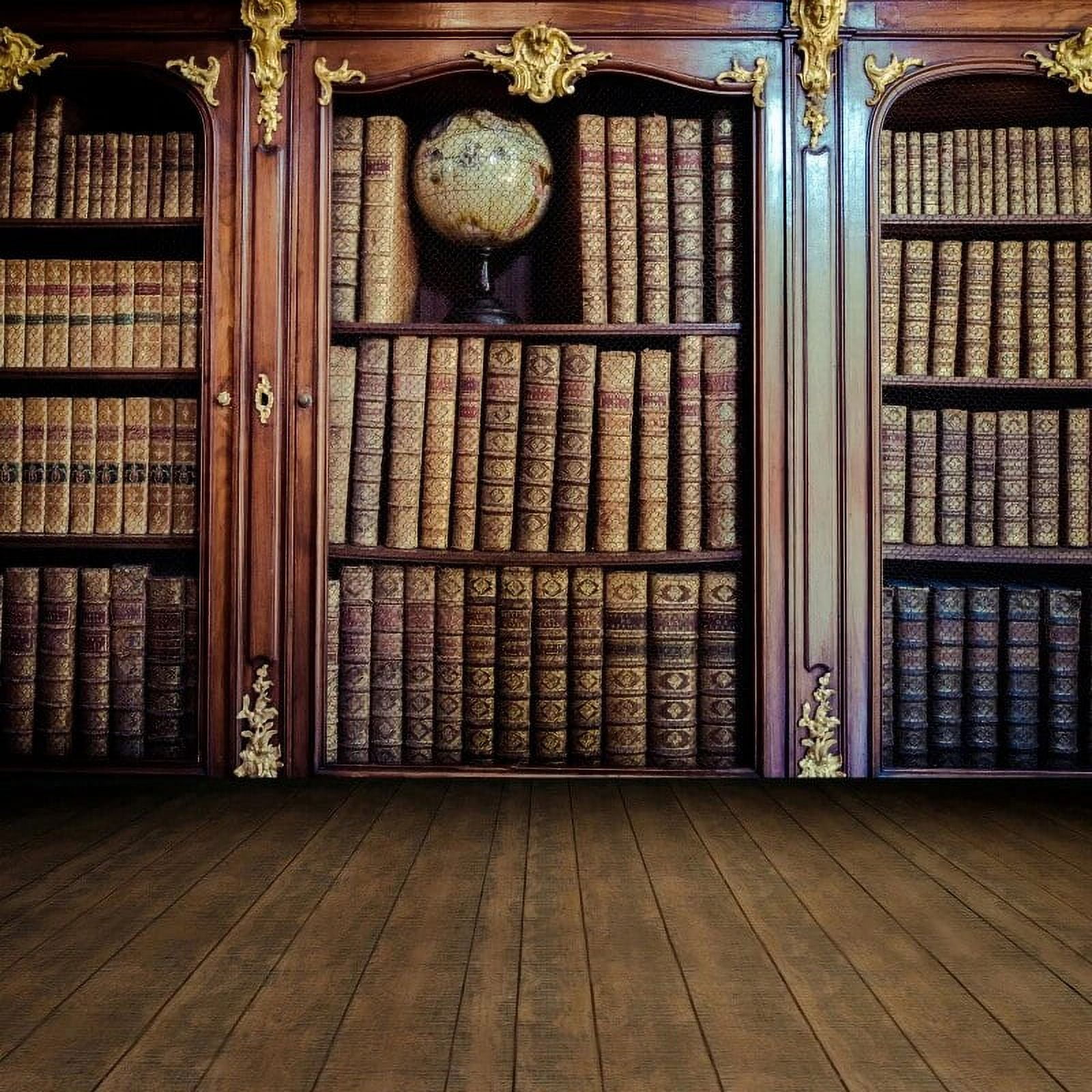 Laeacco Bookshelves Library Books Wooden Floor Photo Backgrounds ...