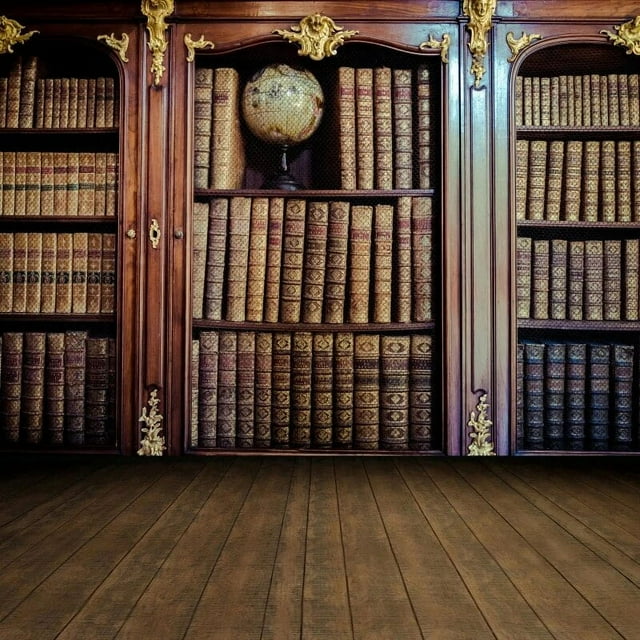 Laeacco Bookshelves Library Books Wooden Floor Photo Backgrounds ...
