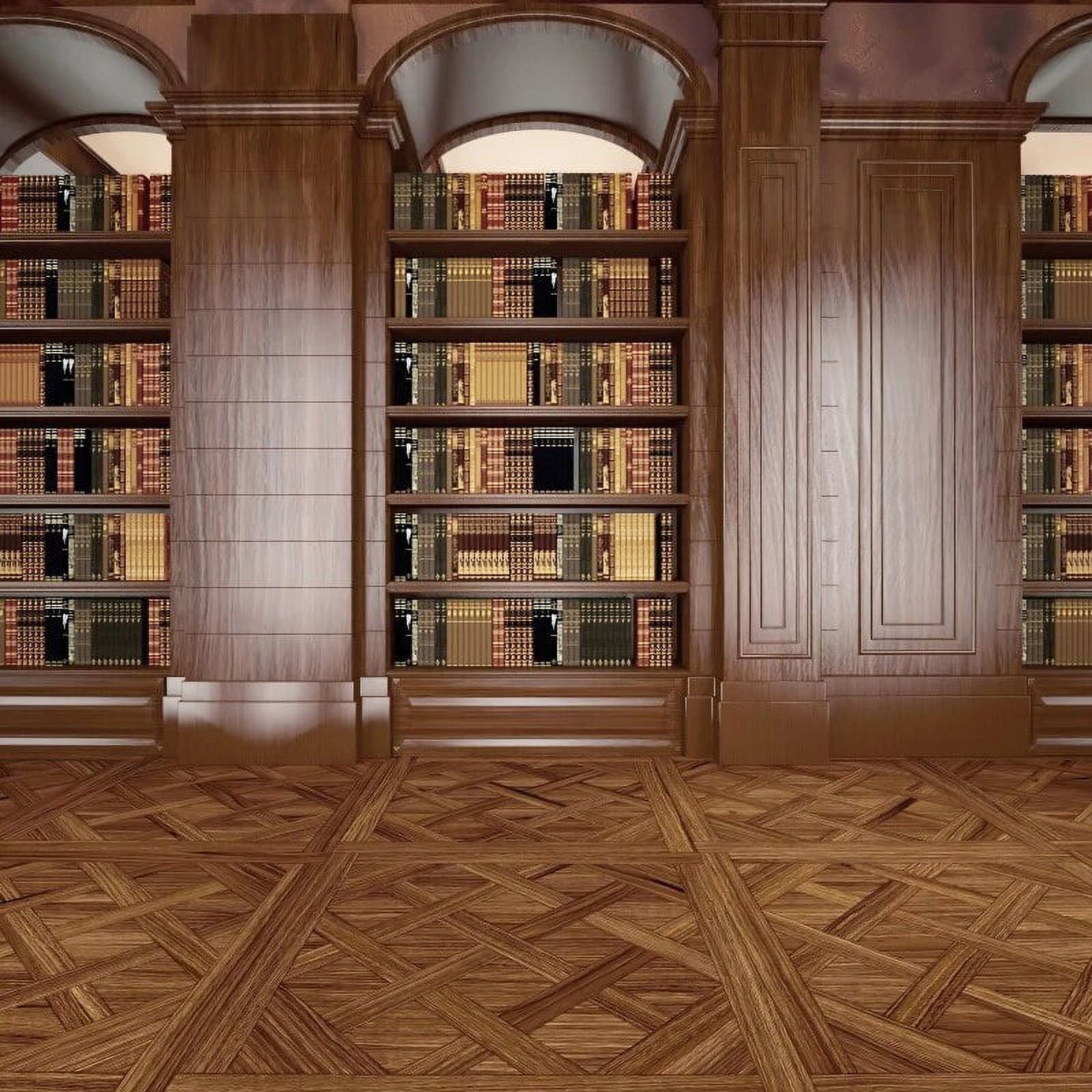 Laeacco Bookshelves Library Books Wooden Floor Photo Backgrounds ...