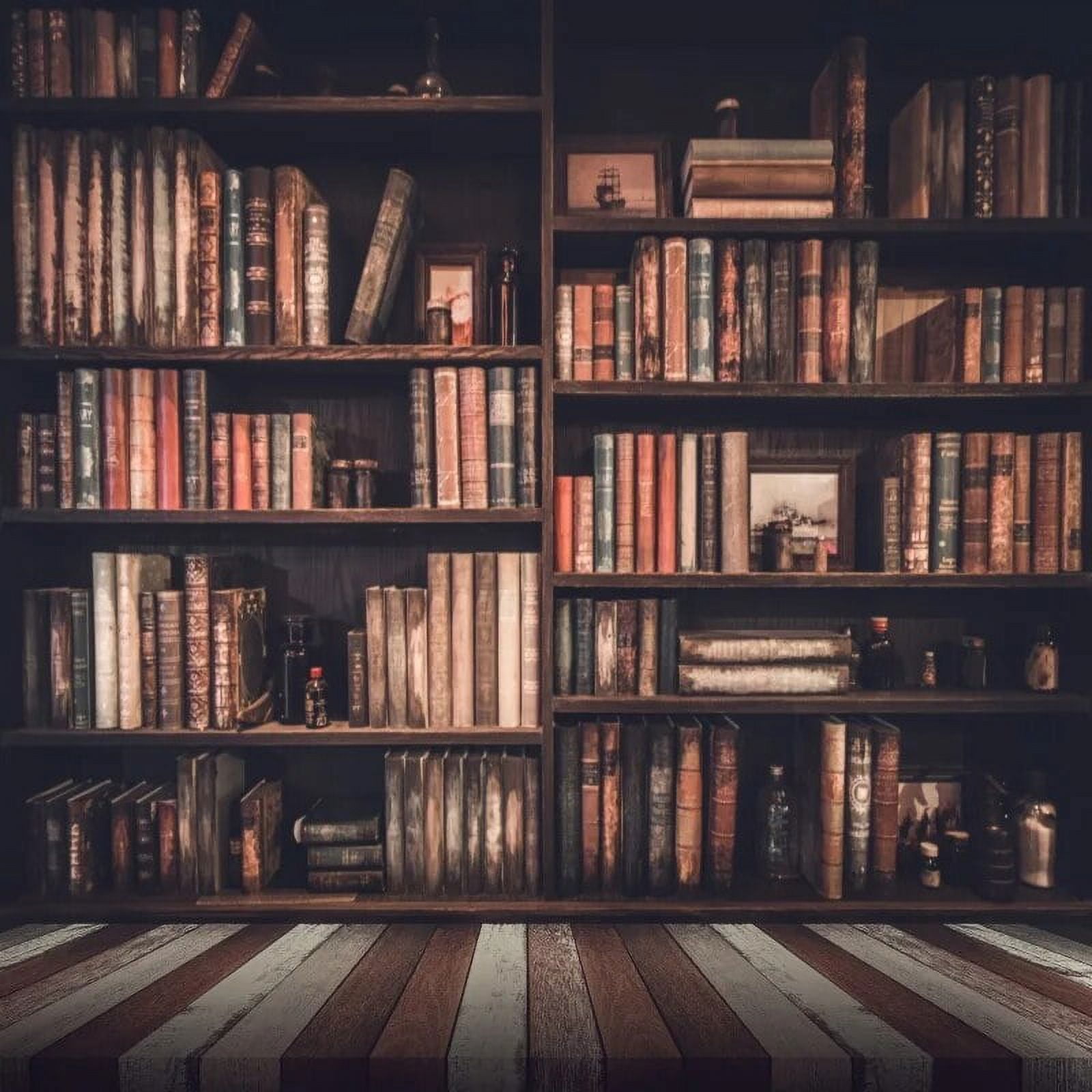 Laeacco Bookshelves Library Books Wooden Floor Photo Backgrounds ...