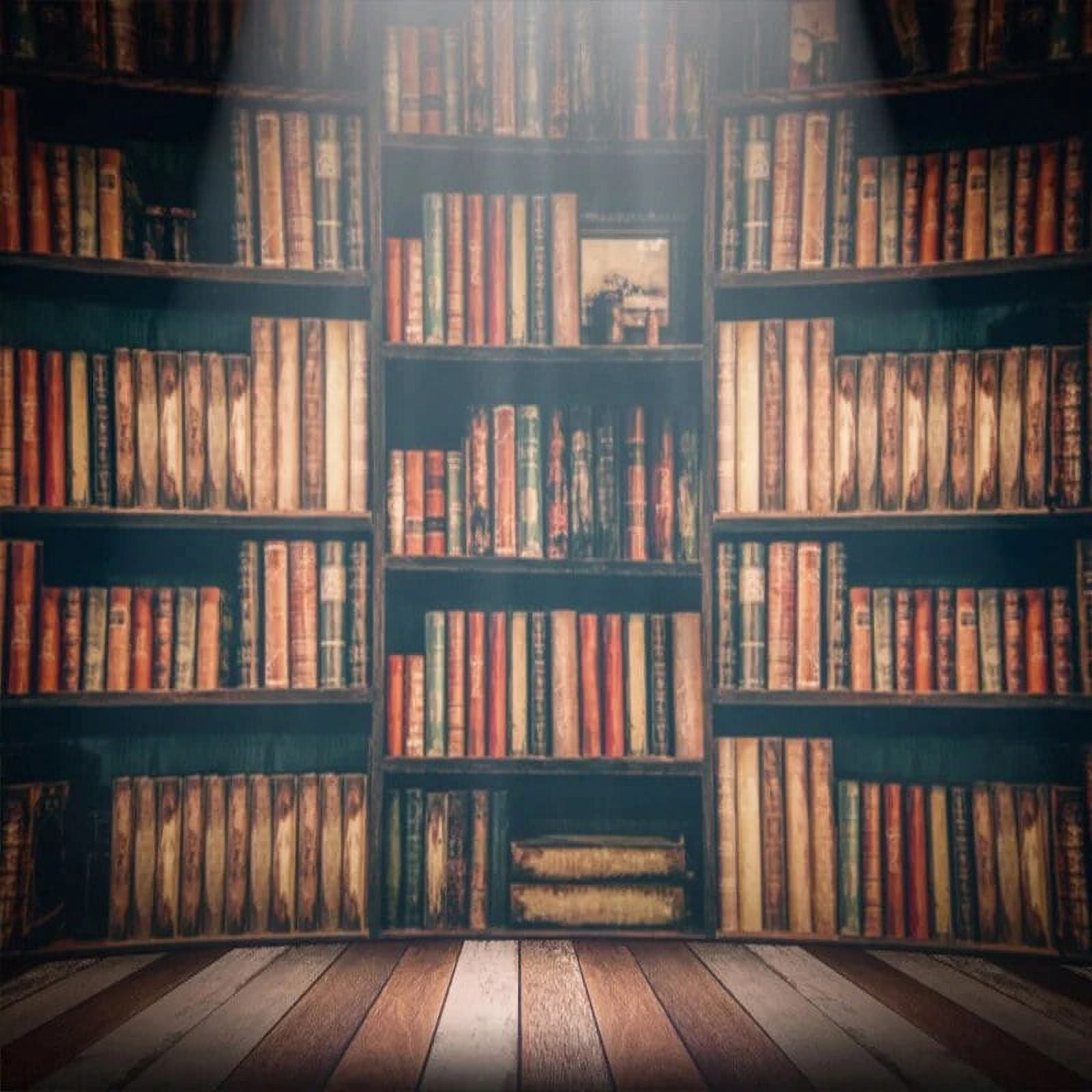 Laeacco Bookshelves Library Books Wooden Floor Photo Backgrounds ...