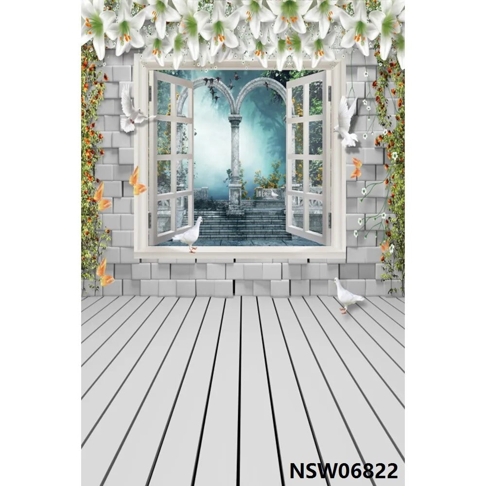 Laeacco Brick Wall Stones Grid Floor Grunge Vintage Portrait Photo ...