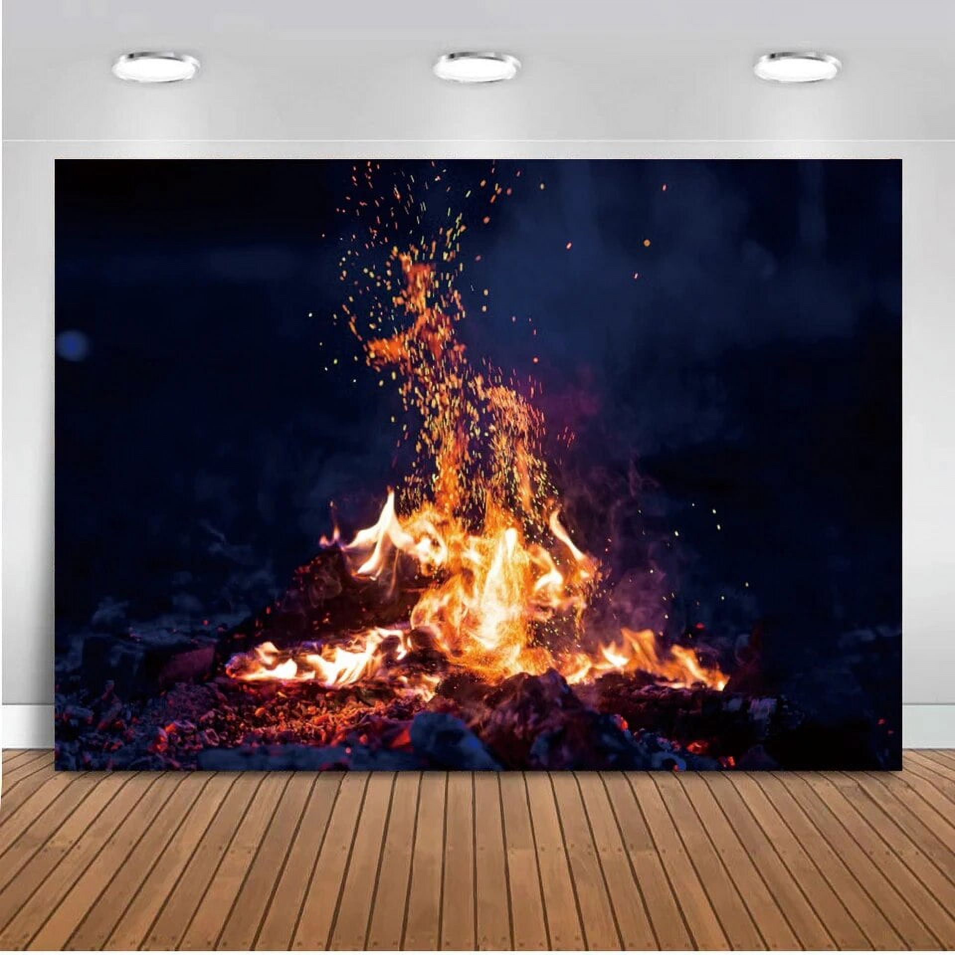 Laeacco Burning Fire Photo Backdrop Winter Fireplace Wall Home Decor ...