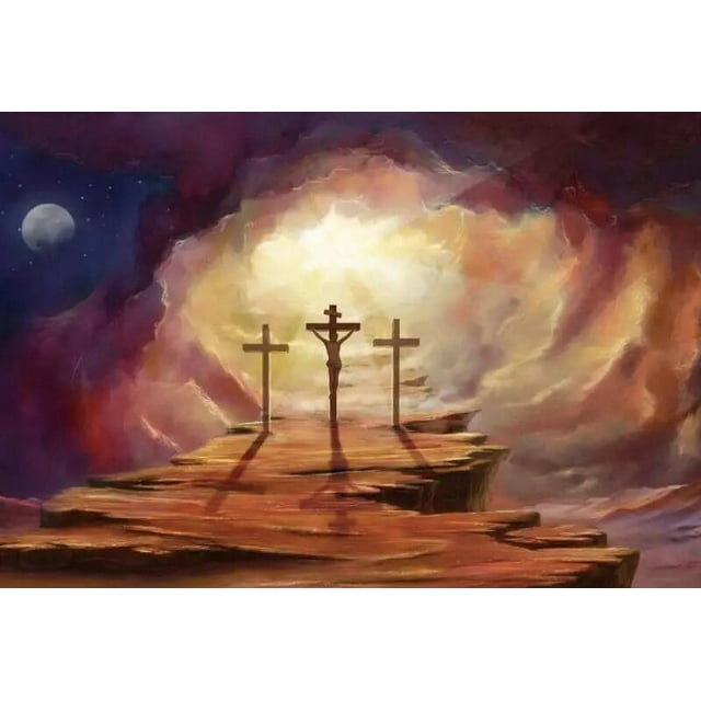 Laeacco Christ Jesus Cross Background Dusk Sunset Natural Scenery Room ...