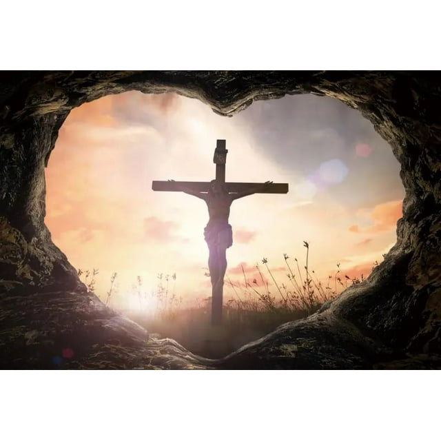 Laeacco Christ Jesus Cross Background Dusk Sunset Natural Scenery Room ...