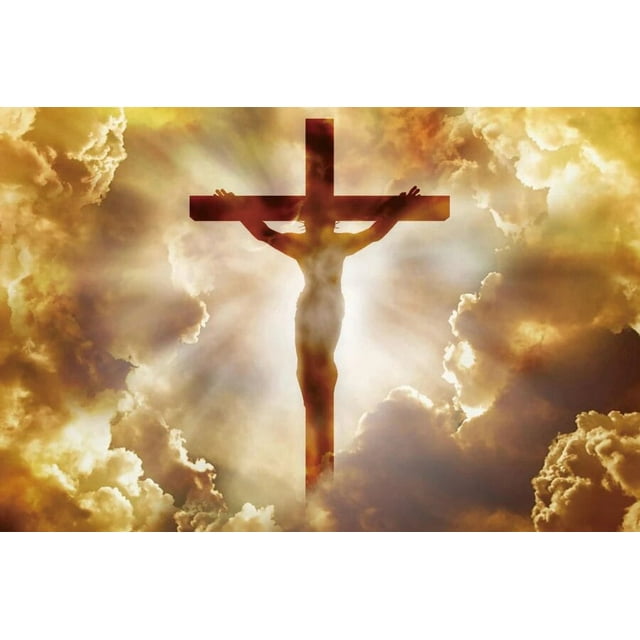 Laeacco Christ Jesus Cross Background Dusk Sunset Natural Scenery Room ...