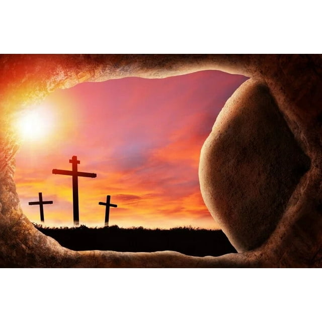 Laeacco Christ Jesus Cross Background Dusk Sunset Natural Scenery Room ...