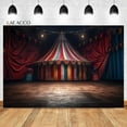 Laeacco Circus Photography Backdrop Red White Curtain String Lights ...