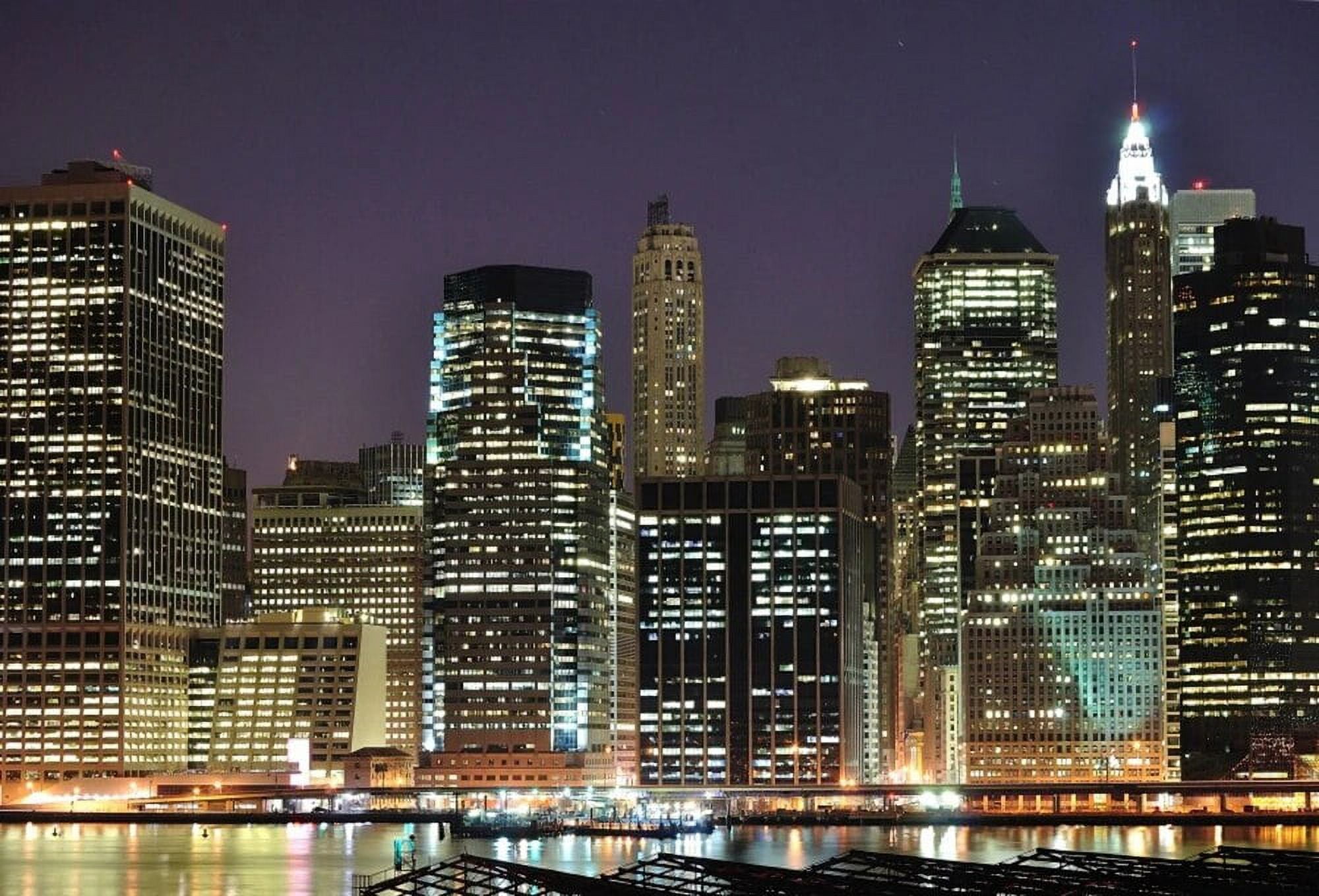 Laeacco City Buildings Riverside Home Decor Night Scenic Photo ...