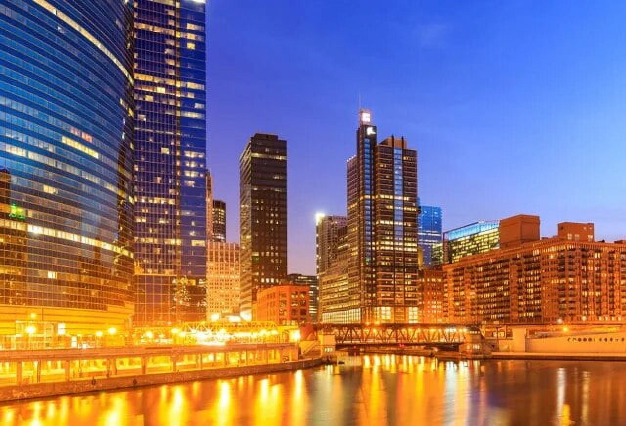 Laeacco City Buildings Riverside Home Decor Night Scenic Photo ...