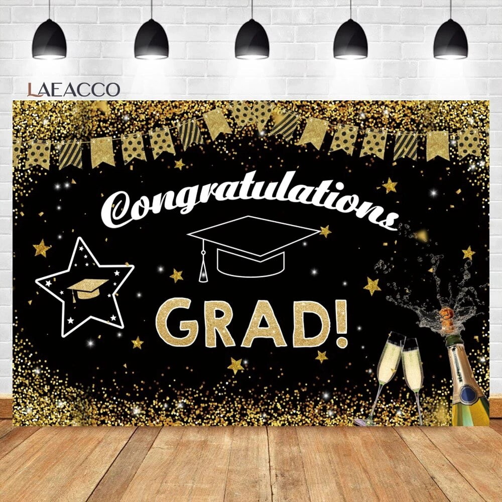 Laeacco Congrats Grad Class of 2024 Backdrop Graduation Academic Cap ...