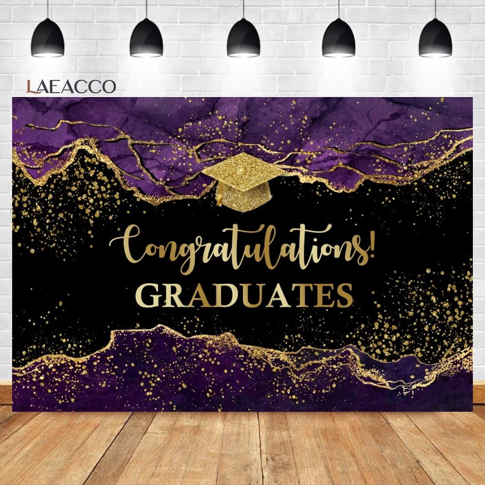 Laeacco Congrats Grad Class of 2024 Backdrop Graduation Academic Cap ...
