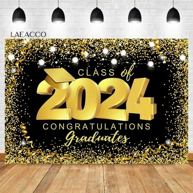 Laeacco Congrats Grad Class of 2024 Backdrop Graduation Academic Cap ...