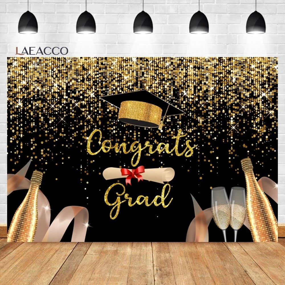 Laeacco Congrats Grad Class of 2024 Backdrop Graduation Academic Cap ...