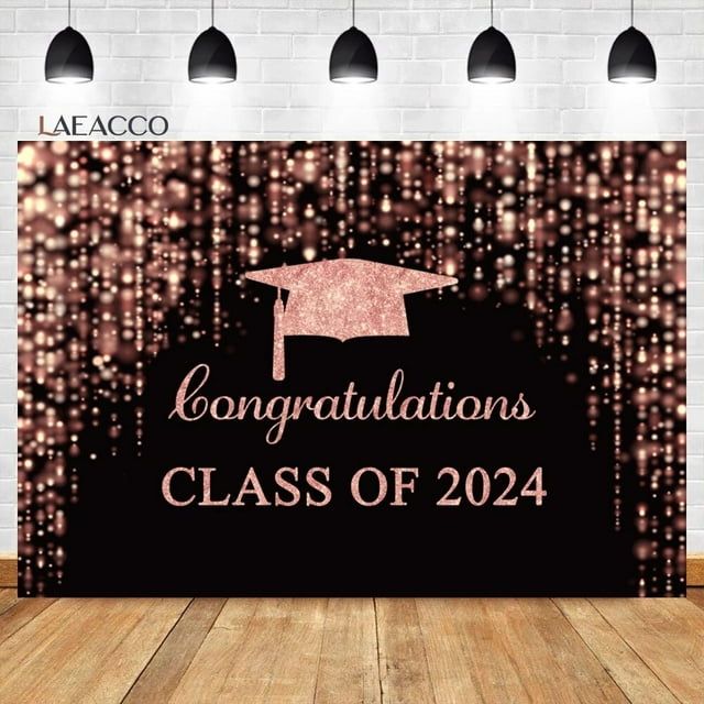 Laeacco Congrats Grad Class of 2024 Backdrop Graduation Academic Cap ...