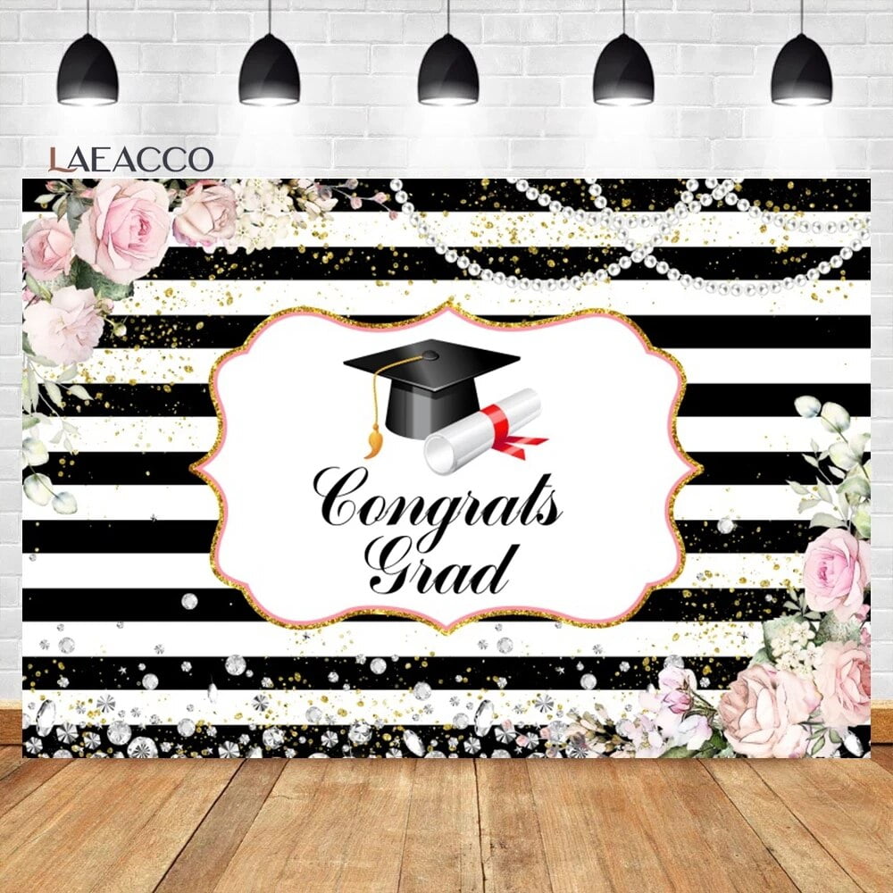 Laeacco Congrats Grad Class of 2024 Backdrop Graduation Academic Cap ...