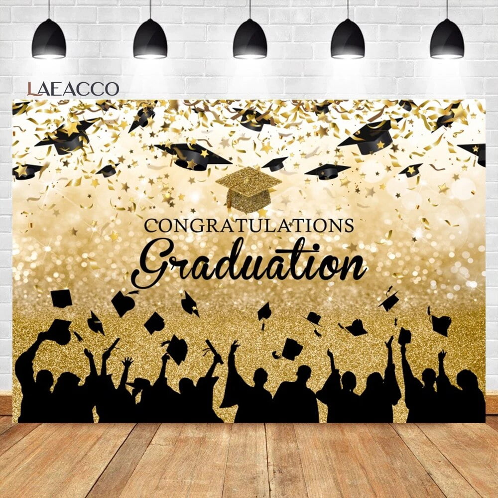 Laeacco Congrats Grad Class of 2024 Backdrop Graduation Academic Cap ...