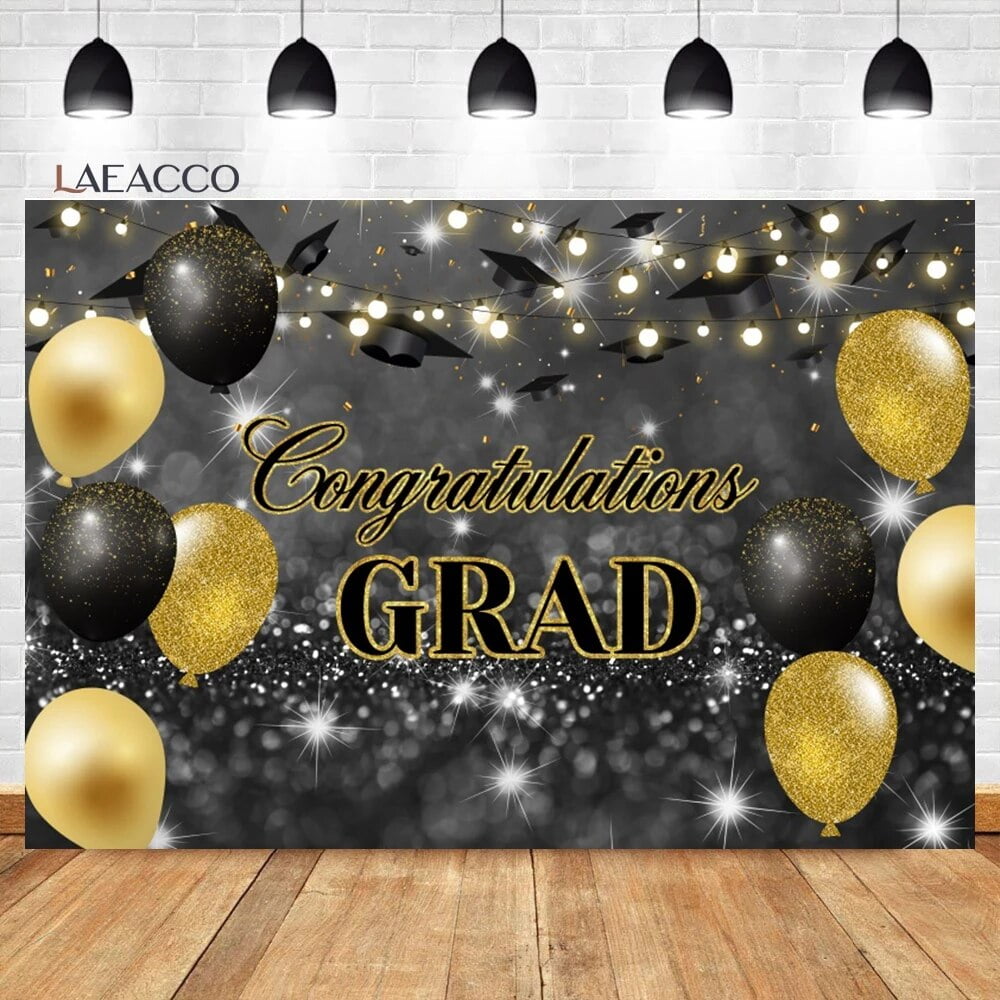Laeacco Congrats Grad Class of 2024 Backdrop Graduation Academic Cap ...