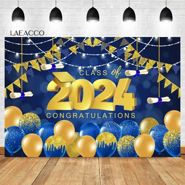 Laeacco Congrats Grad Class of 2024 Backdrop Graduation Academic Cap ...