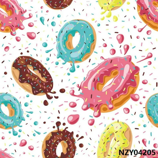 Laeacco Delicious Sweets Donuts Cakes Candy Party Poster Photographic ...