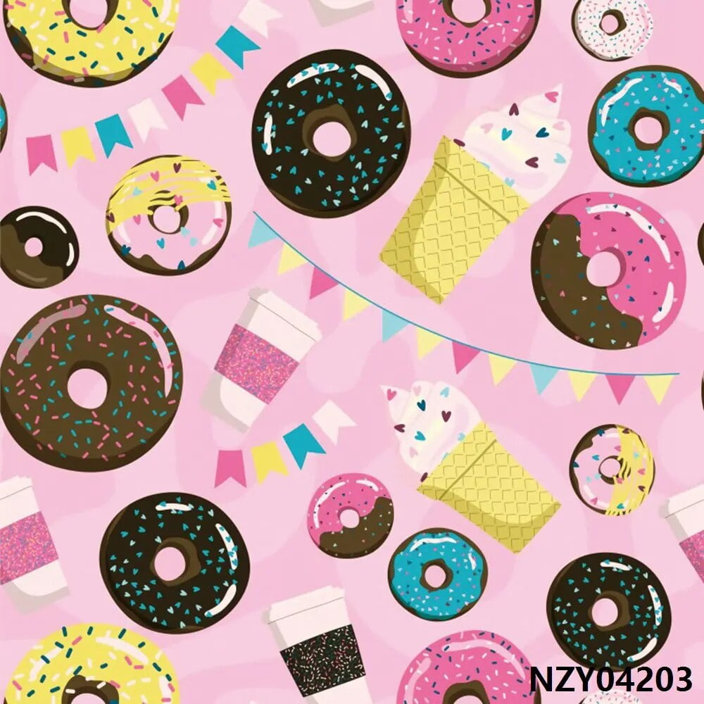Laeacco Delicious Sweets Donuts Cakes Candy Party Poster Photographic ...