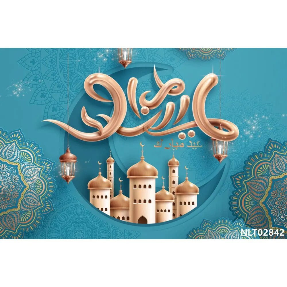 Laeacco Eid Mubarak Ramadan Kareem Photo Backdrops Lights Crescent Stars Mosque Bokeh Princess ...