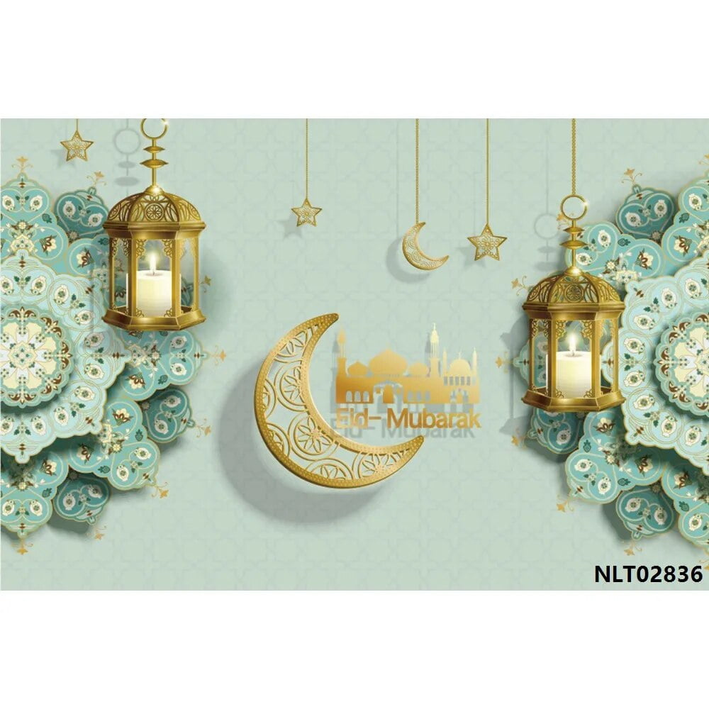 Laeacco Eid Mubarak Ramadan Kareem Photo Backdrops Lights Crescent ...