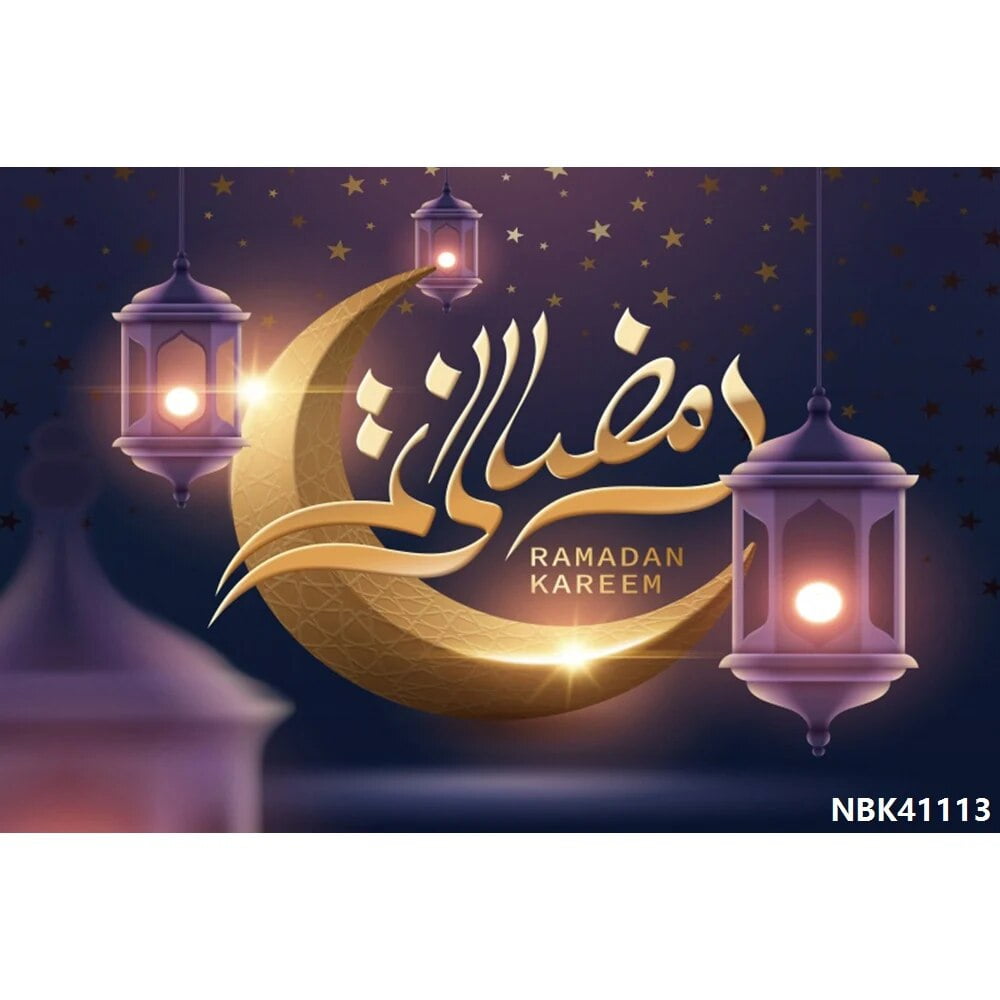 Laeacco Eid Mubarak Ramadan Kareem Photo Backdrops Lights Crescent ...