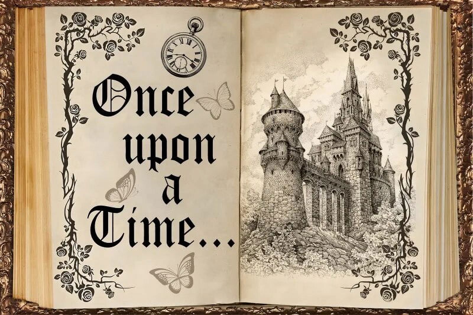 Laeacco Fairy Tale Book Backdrop Ancient Castle Princess Romantic Story ...