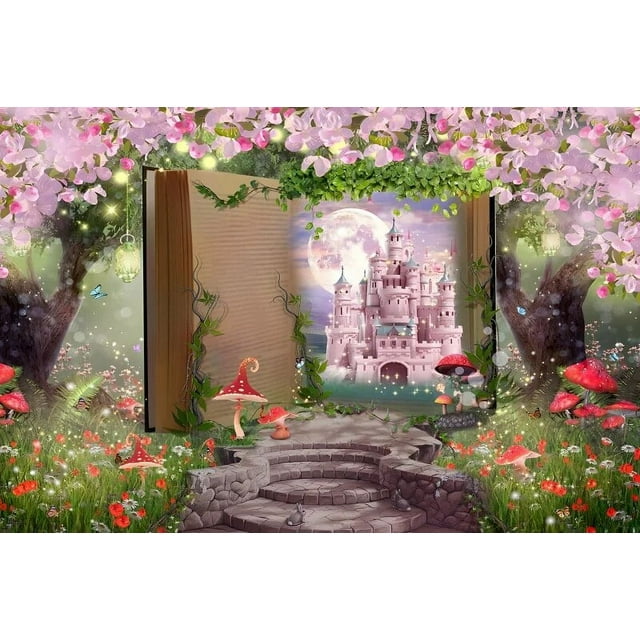 Laeacco Fairy Tale Book Backdrop Ancient Castle Princess Romantic Story ...