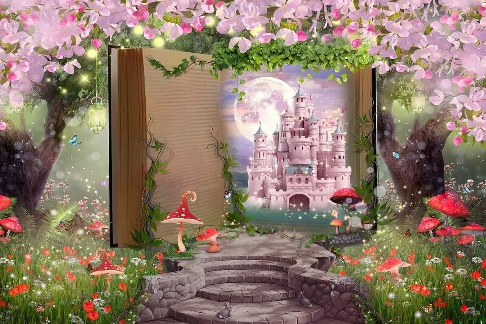Laeacco Fairy Tale Book Backdrop Ancient Castle Princess Romantic Story ...