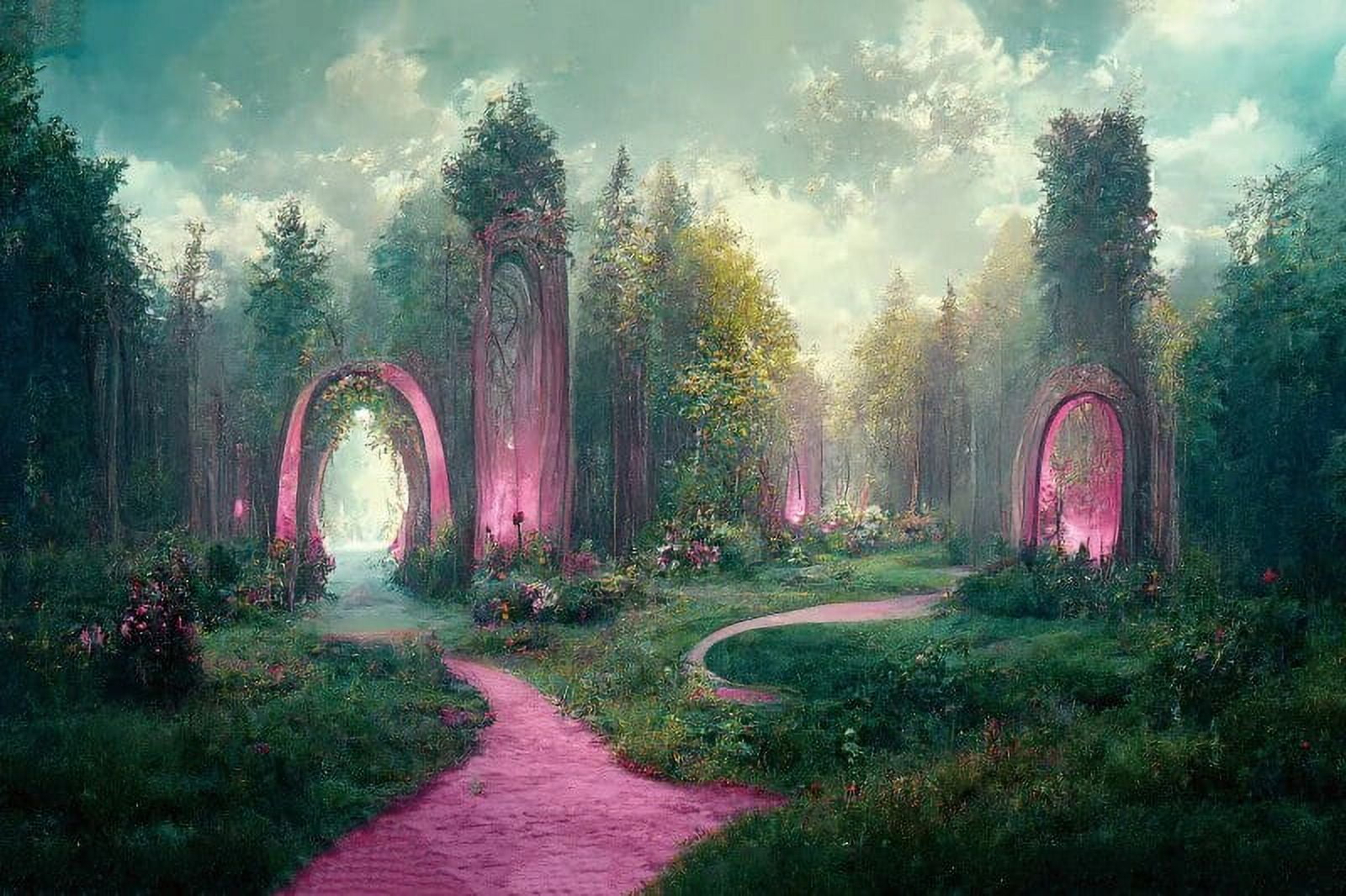 Laeacco Fairytale Scenery Magic Portal Colorful Flower Dreamy Garden ...