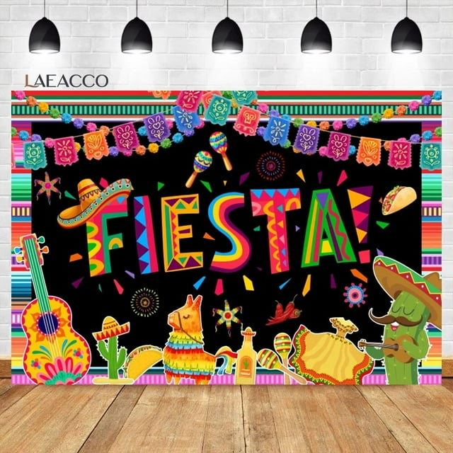 Laeacco Feliz Cumpleaños Backdrop Mexican Colorful Cinco De Mayo Taco ...