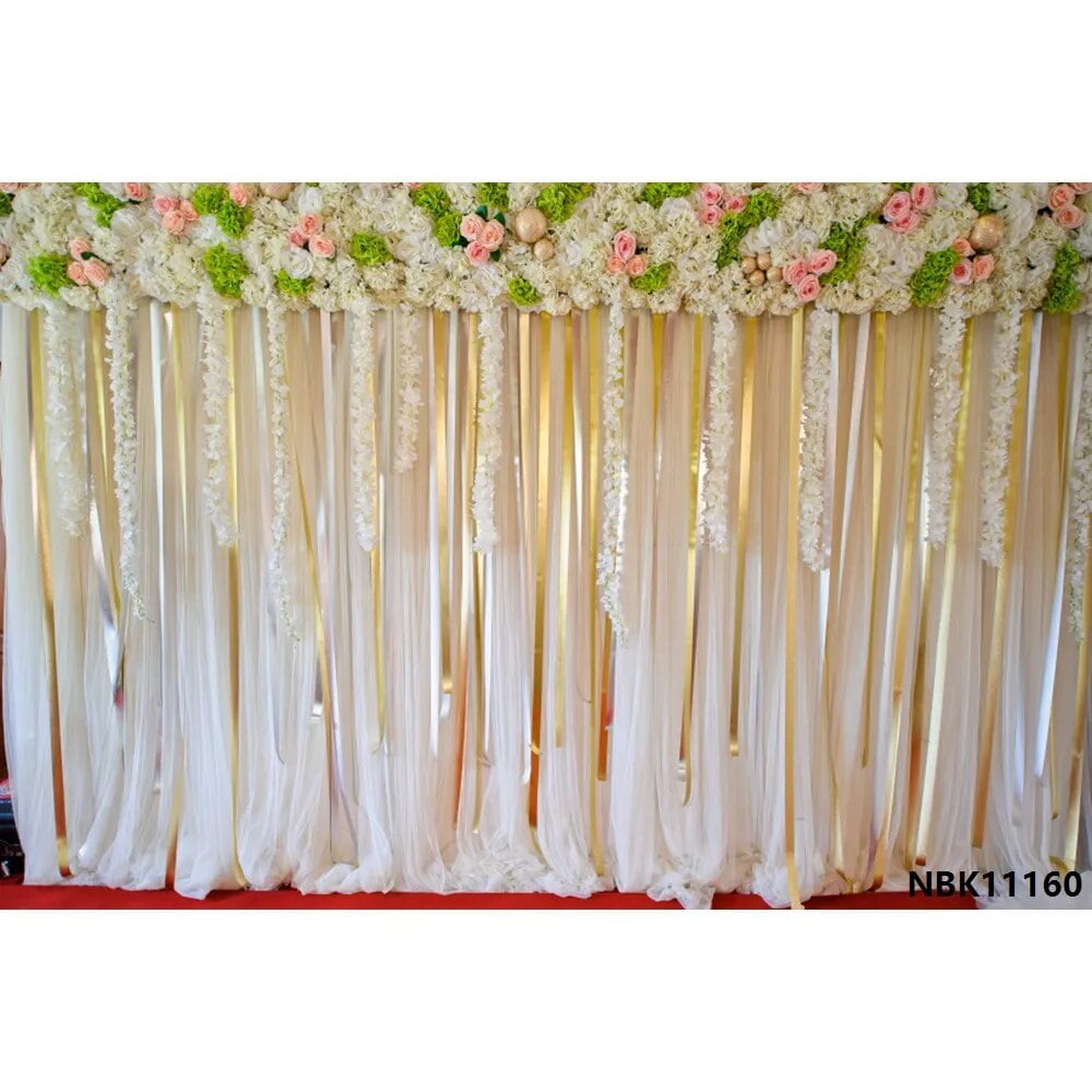 Laeacco Flower Curtain Wedding Ceremony Stage Customized Poster Photo ...