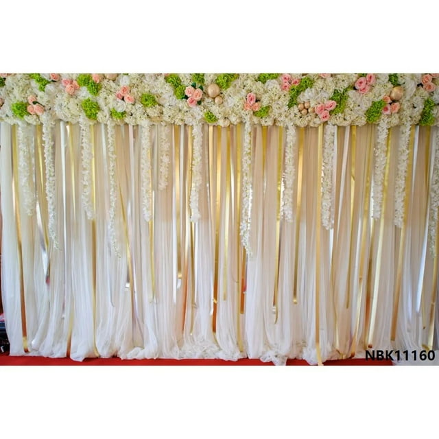 Laeacco Flower Curtain Wedding Ceremony Stage Customized Poster Photo ...