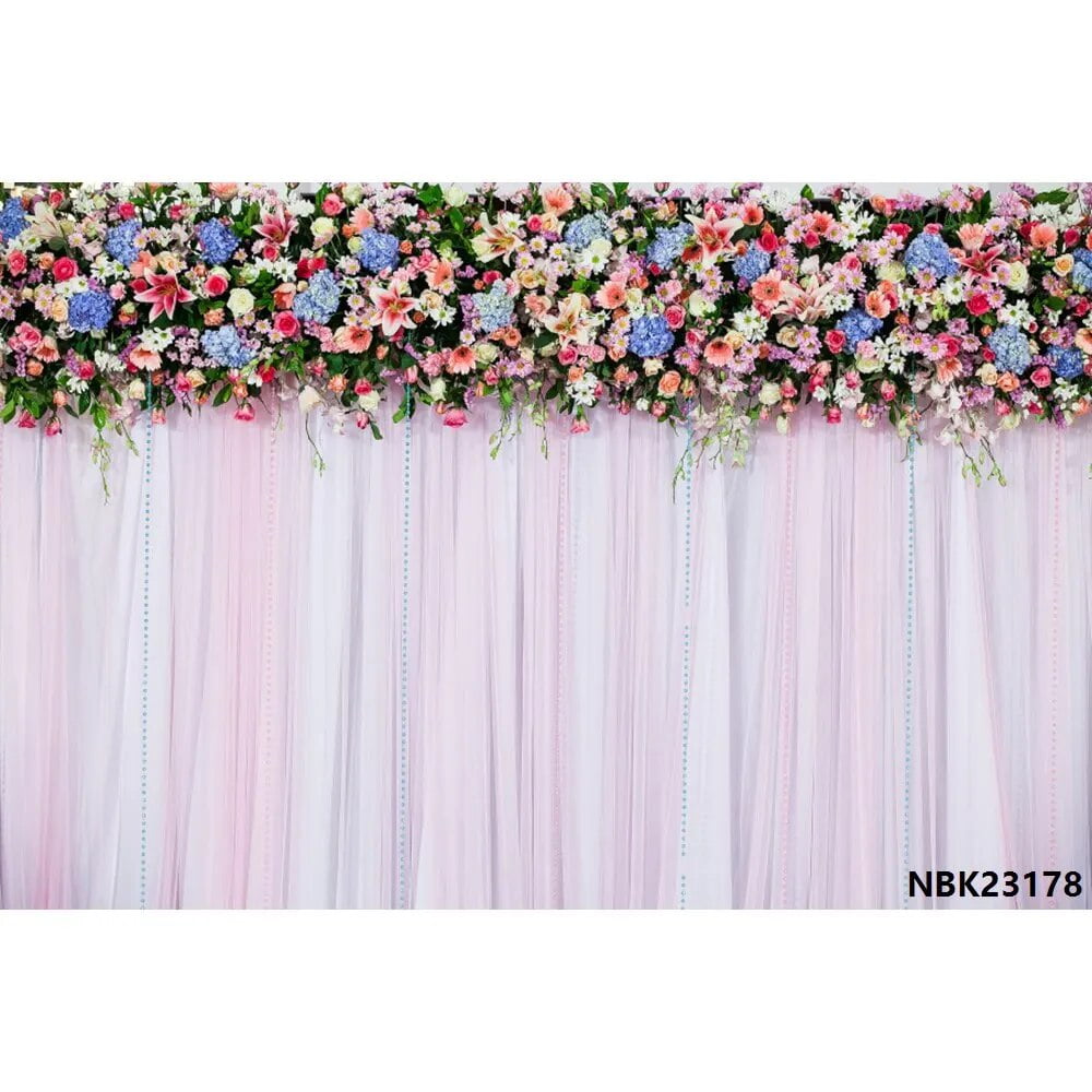 Laeacco Flower Curtain Wedding Ceremony Stage Customized Poster Photo ...