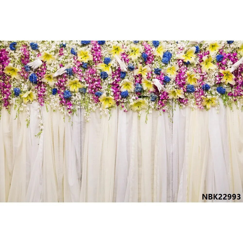 Laeacco Flower Curtain Wedding Ceremony Stage Customized Poster Photo ...