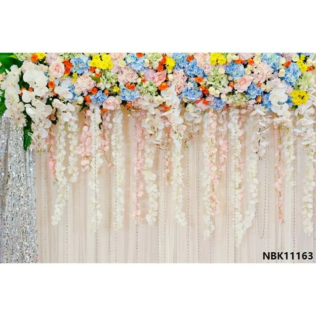 Laeacco Flower Curtain Wedding Ceremony Stage Customized Poster Photo ...