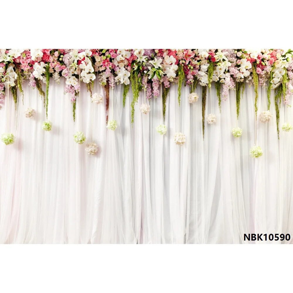 Laeacco Flower Curtain Wedding Ceremony Stage Customized Poster Photo ...