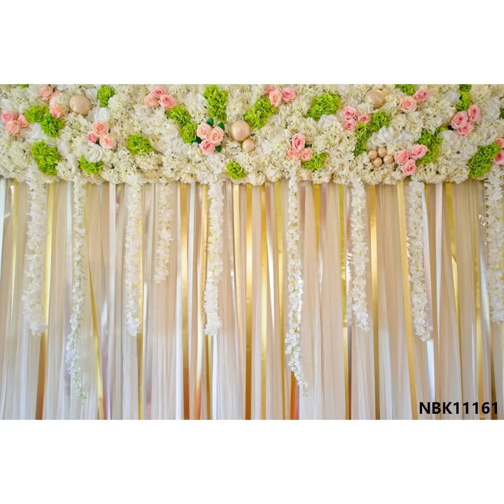 Laeacco Flower Curtain Wedding Ceremony Stage Customized Poster Photo ...